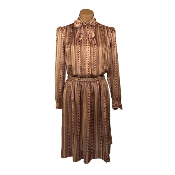 Vintage | Skirts | Vintage 7s Matching Skirt Set Bow Floral Stripe ...